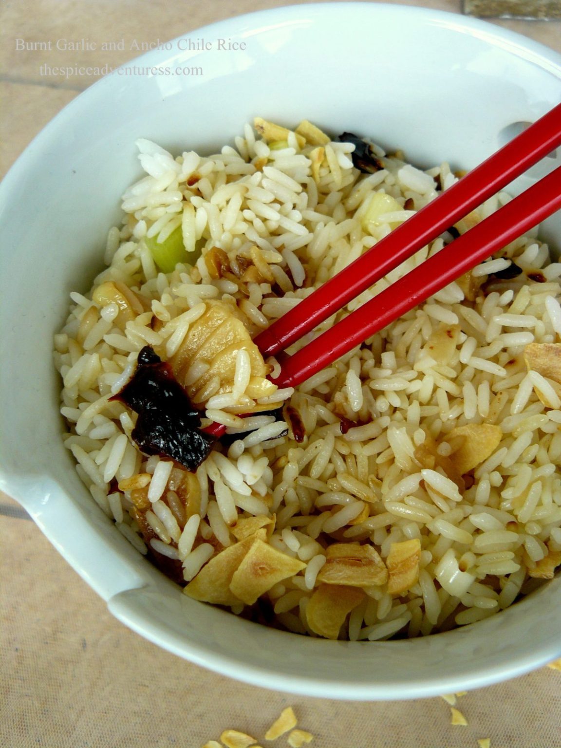 Burnt Garlic and Ancho Chili Rice - The Spice Adventuress