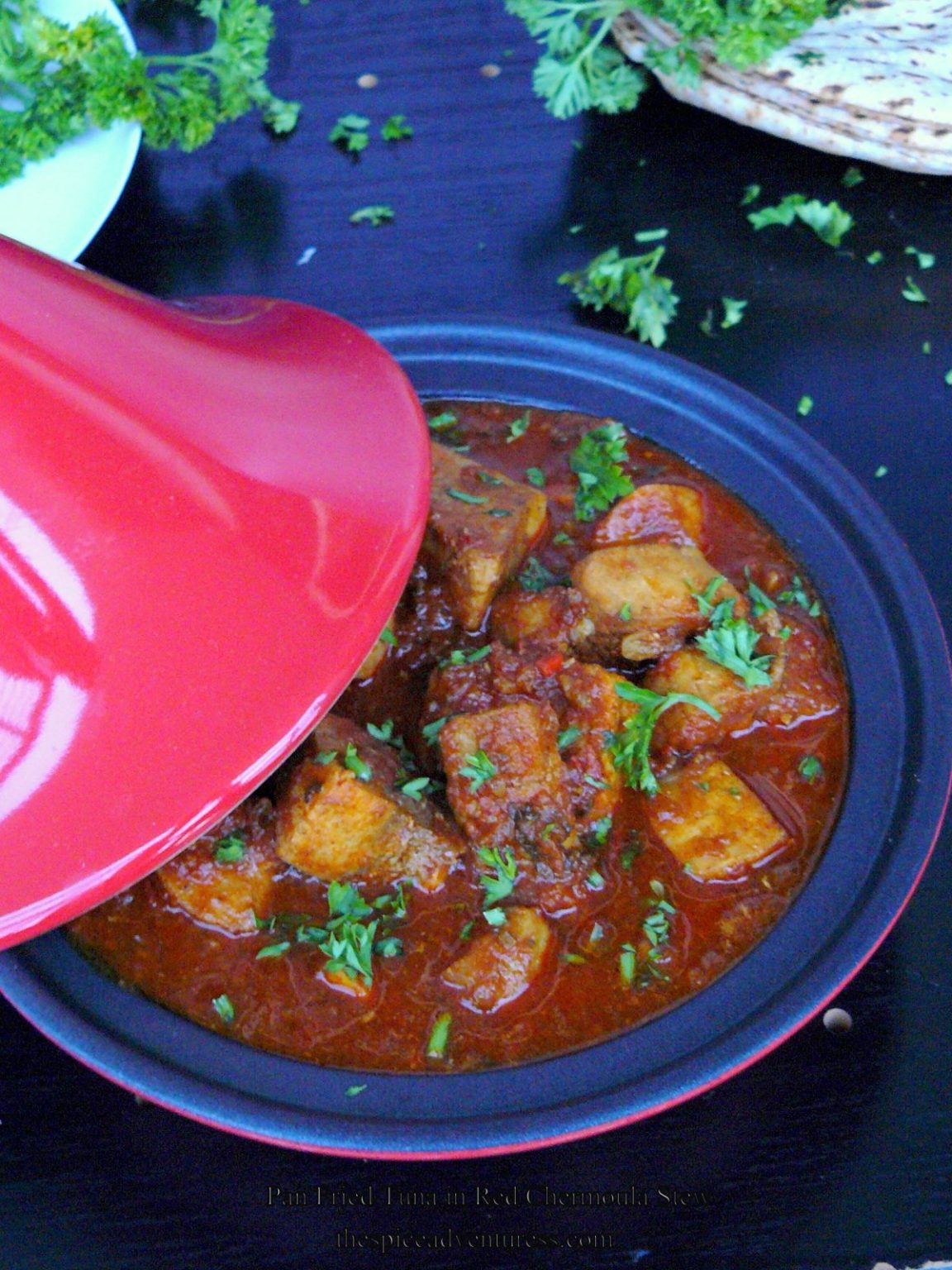 Pan Fried Tuna in Red Chermoula Stew - The Spice Adventuress