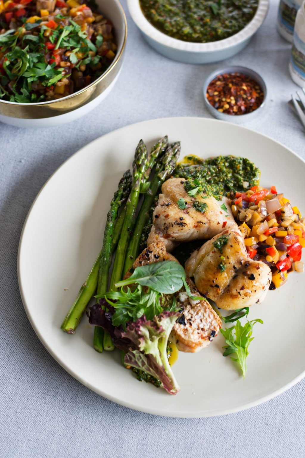 Pan Fried Snapper (with Salsa Verde, Caponata and Asparagus) - The ...