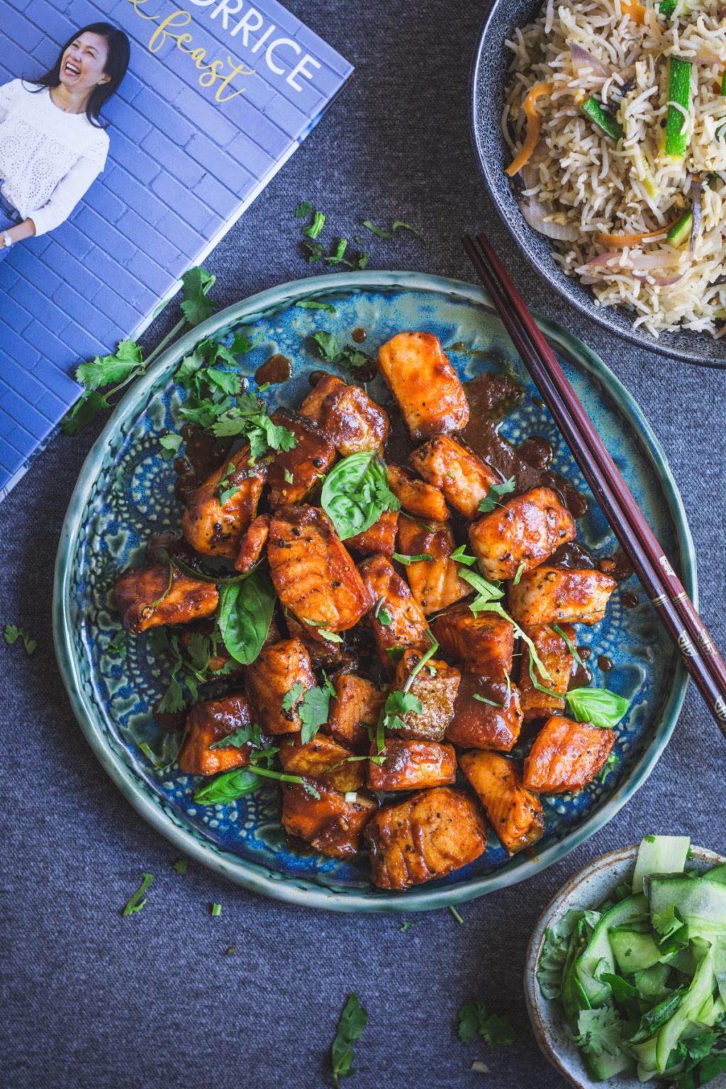 Tamarind Chilli Salmon with Green Mango Herb Salad - The Spice Adventuress