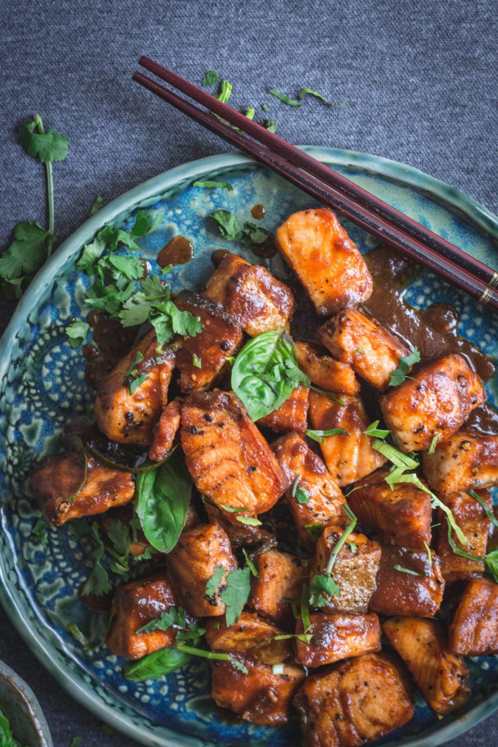 Tamarind Chilli Salmon with Green Mango Herb Salad - The Spice Adventuress